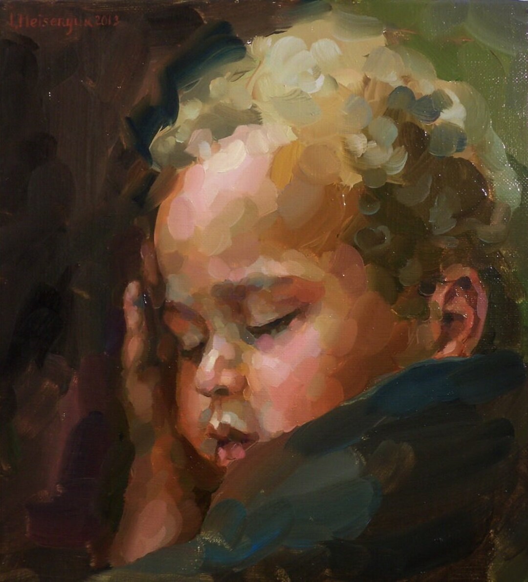 Impressionistic Baby Portrait From Photo. Original Oil Custom Single ...