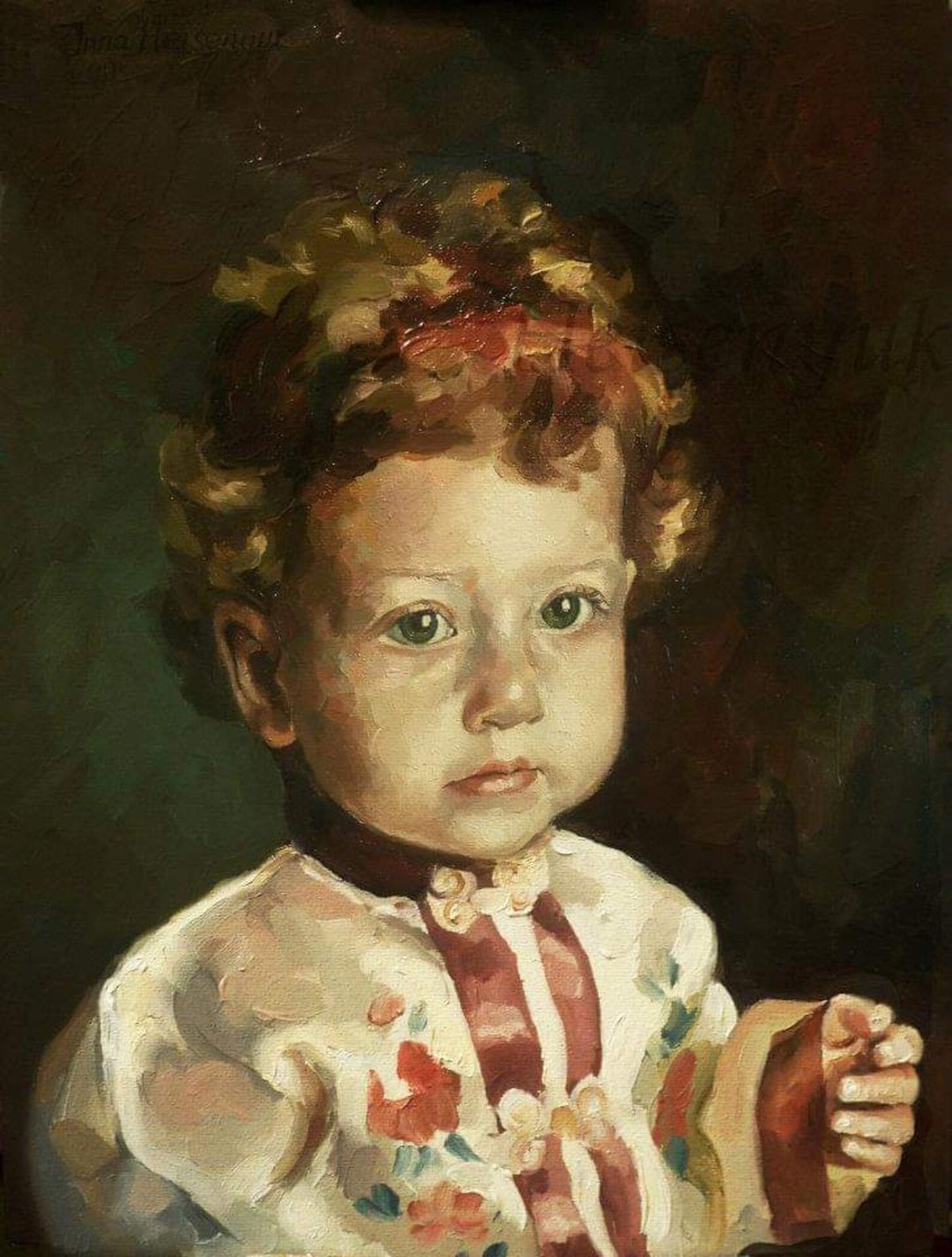 Child Portrait in Aristocratic Style. Original Oil Realistic Old Style ...
