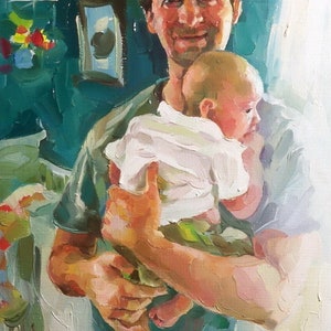 Father and Child. Custom Portrait From Photo, Original Oil Portrait ...