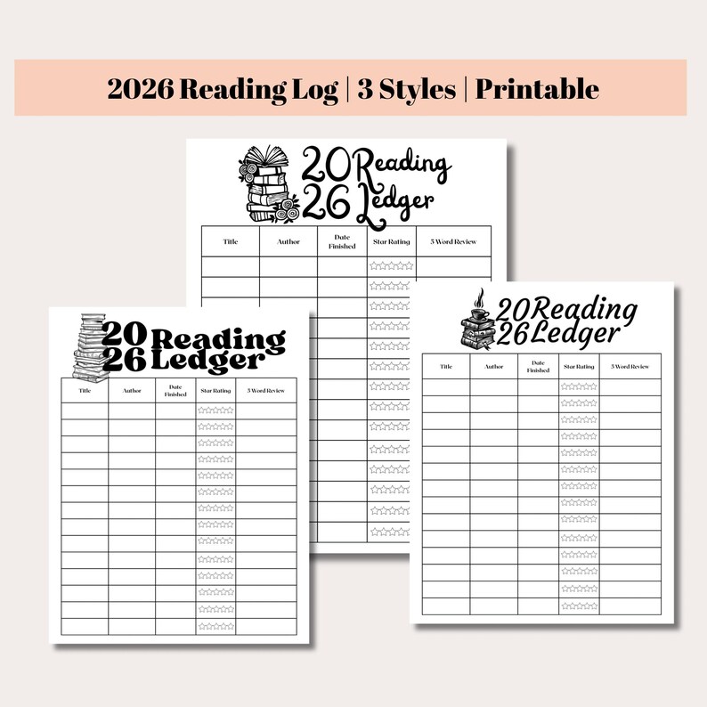 2026 Reading Log | Printable Book Tracker (3 Styles) - Etsy UK