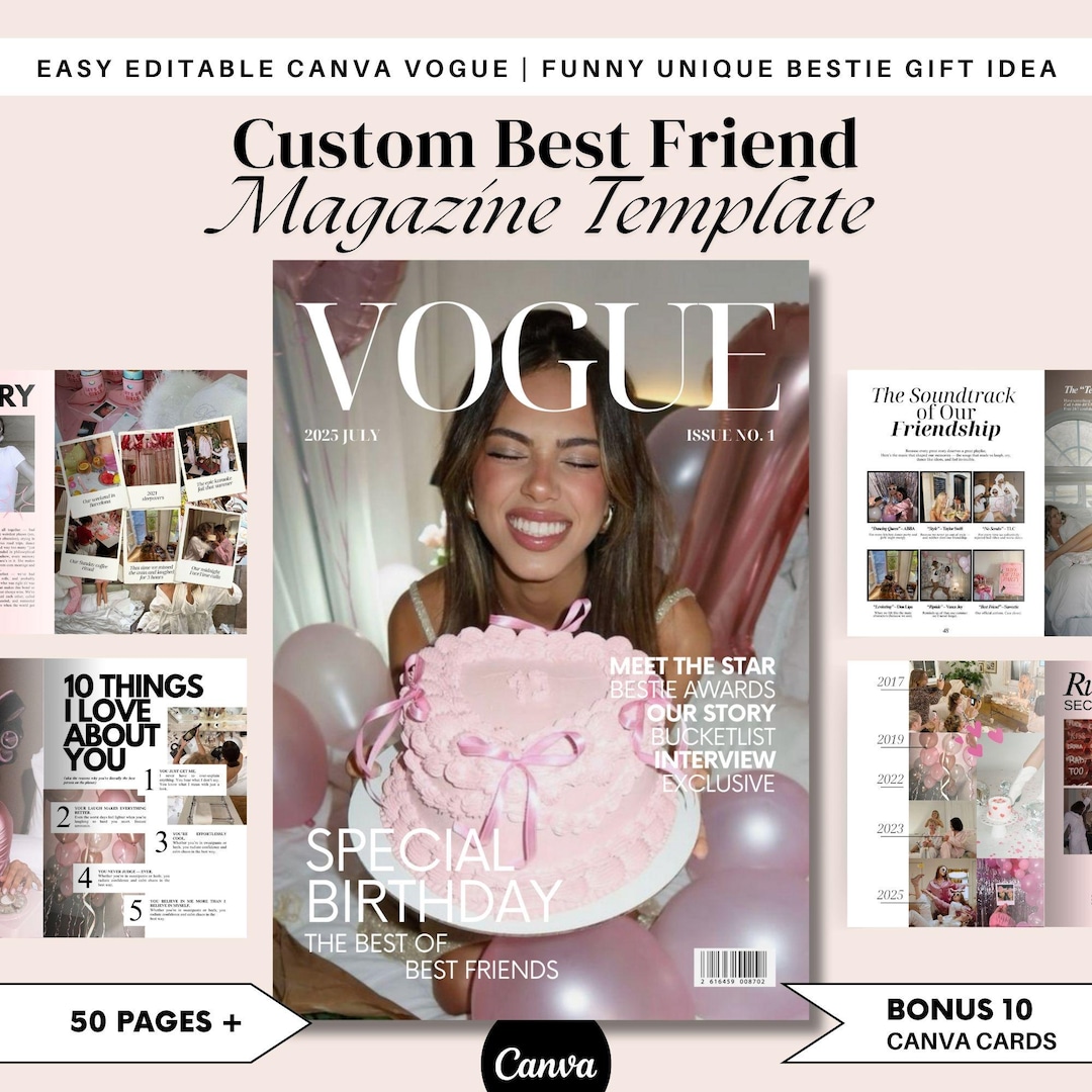 Personalized BFF Magazine Canva Template – Editable Vogue-inspired ...