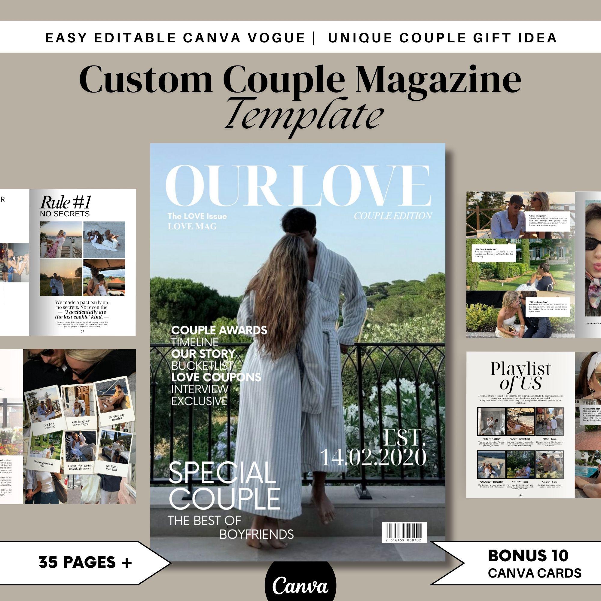 Romantic Couple Magazine Template: Editable Love Story Keepsake ...