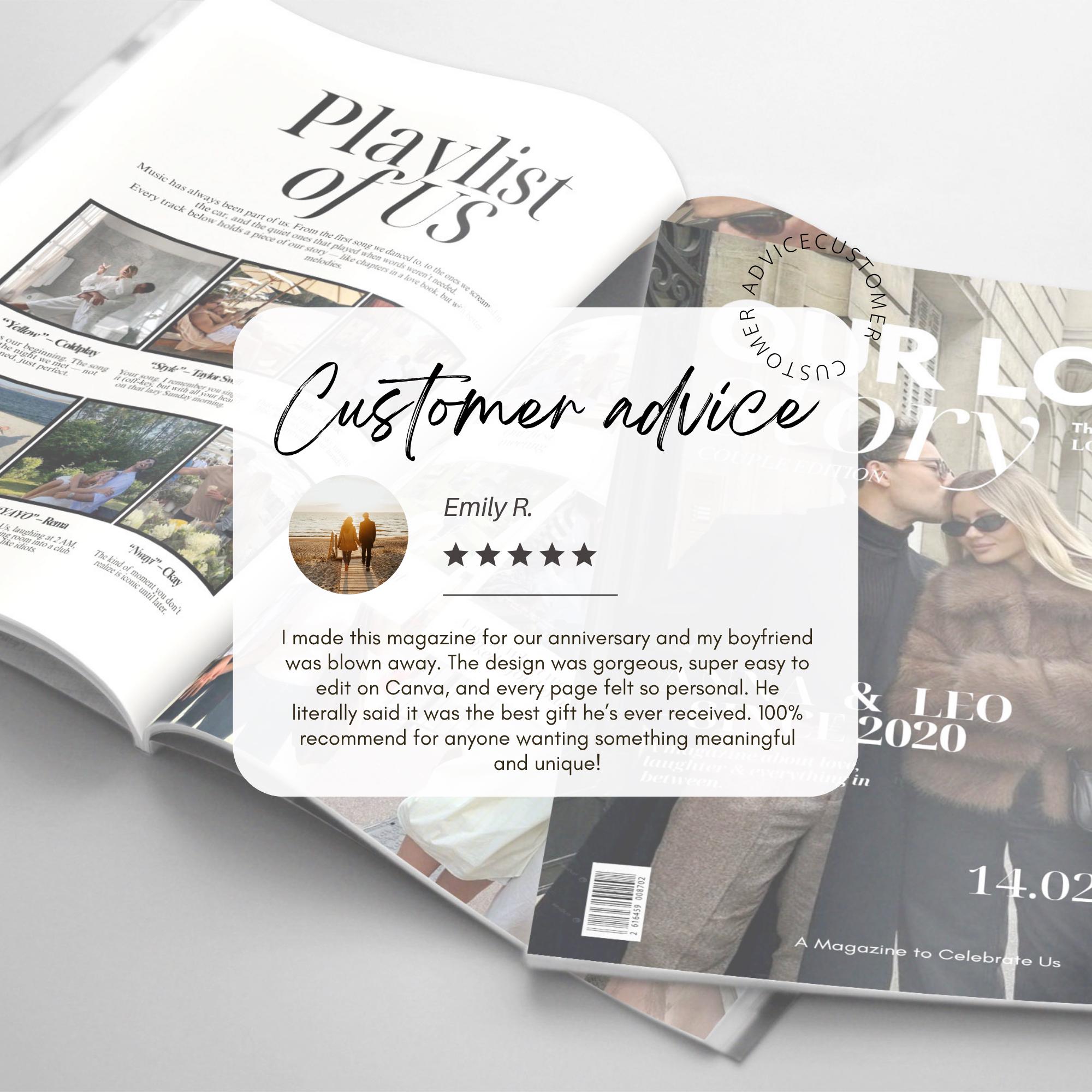 Personalized Couple Magazine Template – Editable Love Story (canva) - Etsy