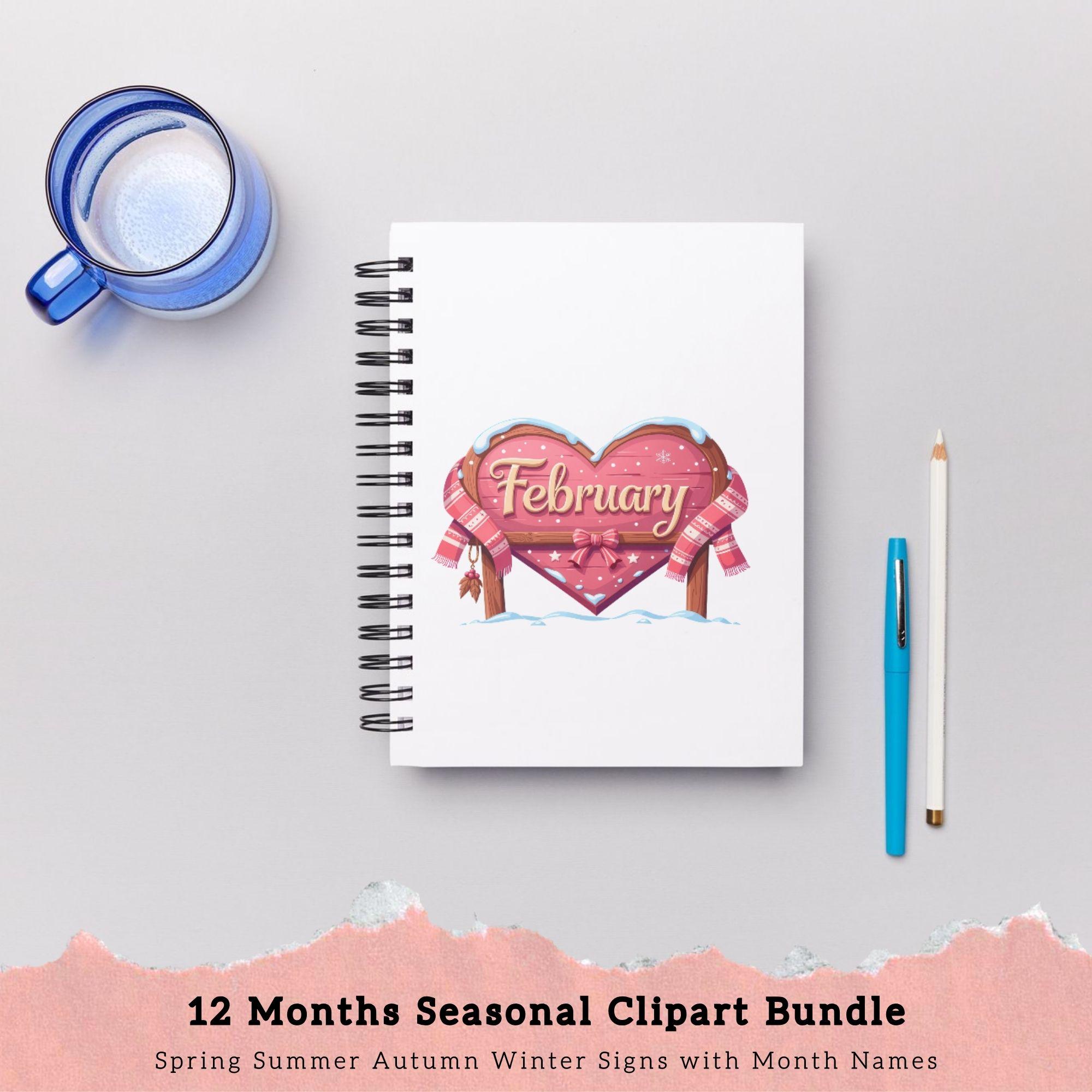 Seasonal Clipart Bundle: 12 Months Spring, Summer, Autumn, Winter (PNG ...