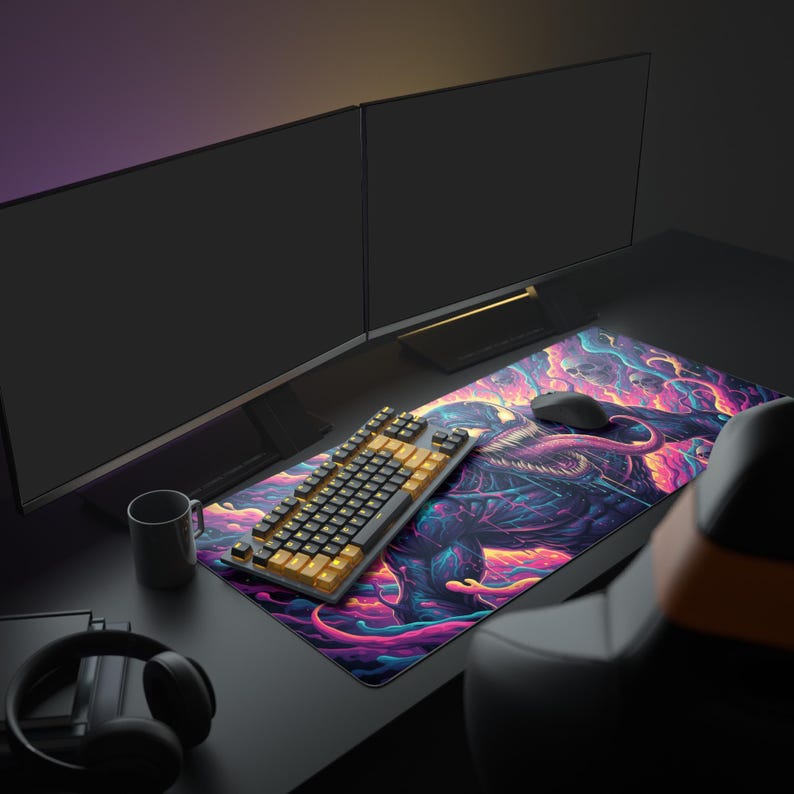 Venom Desk Mat – Neon Symbiote, Edgy Comic Art Mousepad - Etsy