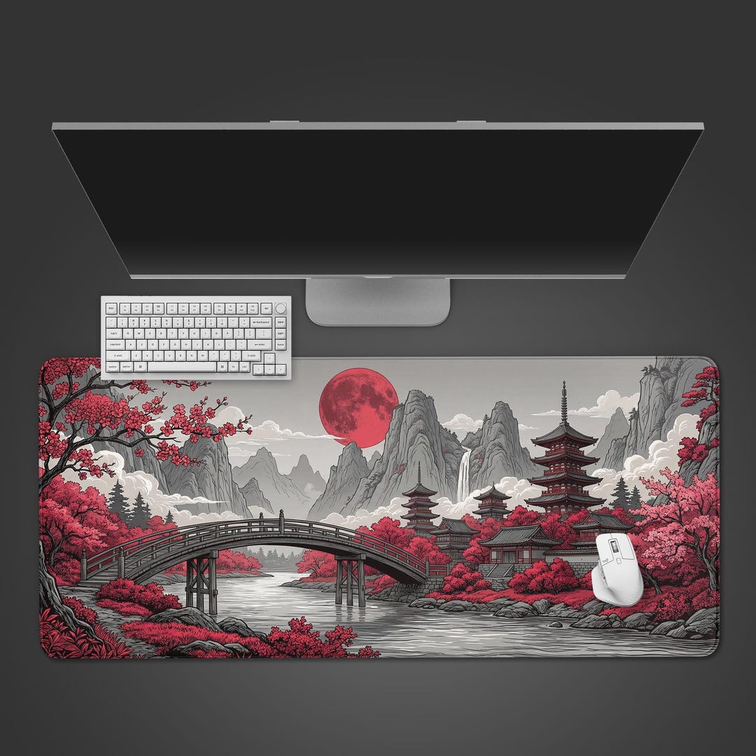 Scarlet Moon Gaming Desk Mat – Japanese Landscape XL Mouse Pad - Etsy