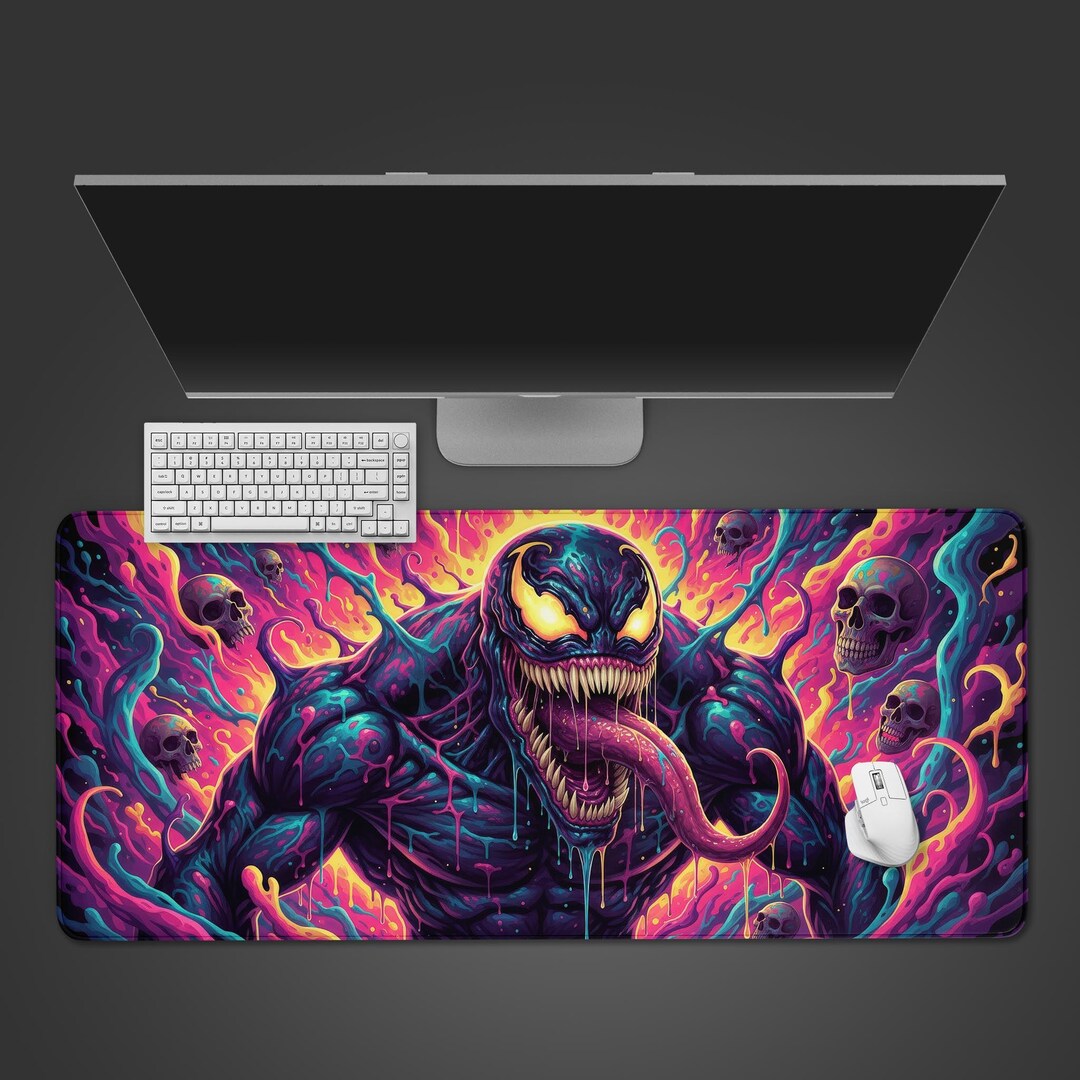 Venom Desk Mat – Neon Symbiote, Edgy Comic Art Mousepad - Etsy