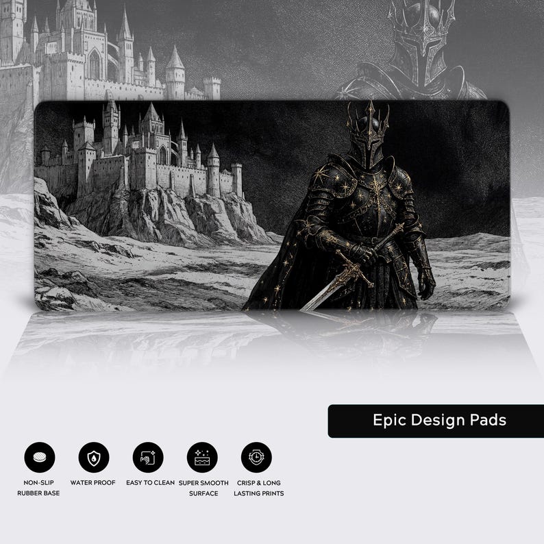 Obsidian Sovereign – Gaming Desk Mat, XL Fantasy Mouse Pad, Moody Setup ...