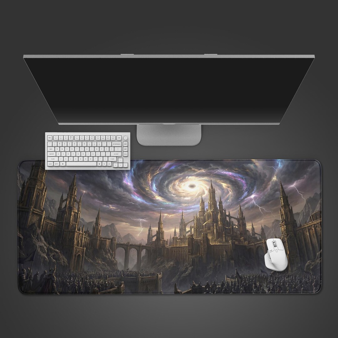 Celestial Siege – Gaming Desk Mat, XL Mouse Pad, Epic Fantasy Setup ...