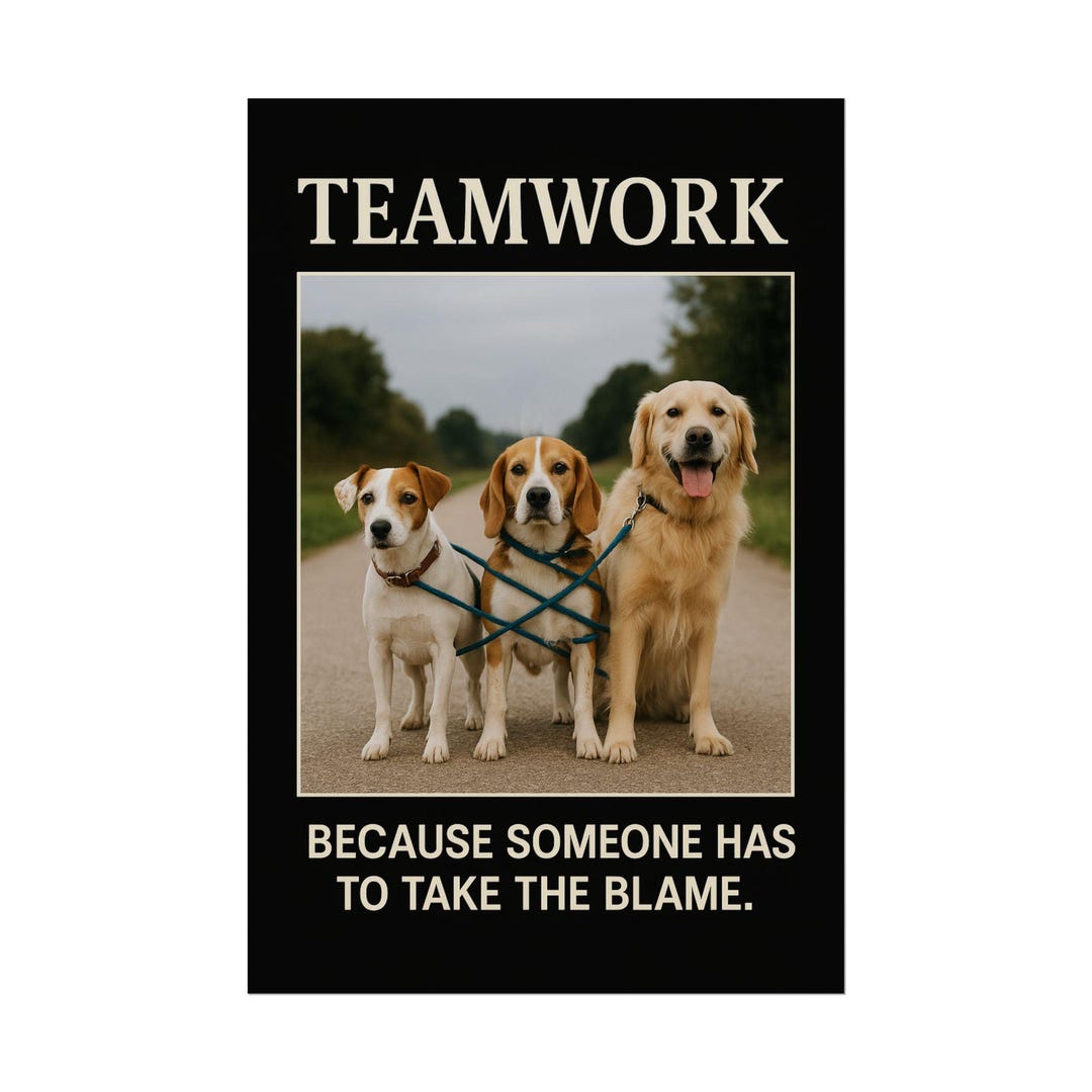 Teamwork Dog Poster, Inspirational Animal Art, Funny Dog Owner Gift - Etsy