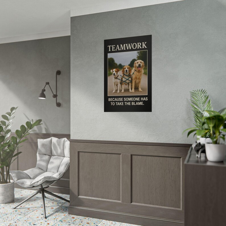 Teamwork Dog Poster, Inspirational Animal Art, Funny Dog Owner Gift - Etsy