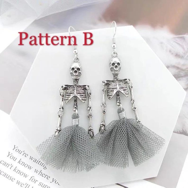 Movable Skeleton Dangle Earrings: Halloween Costume Accessory - Etsy