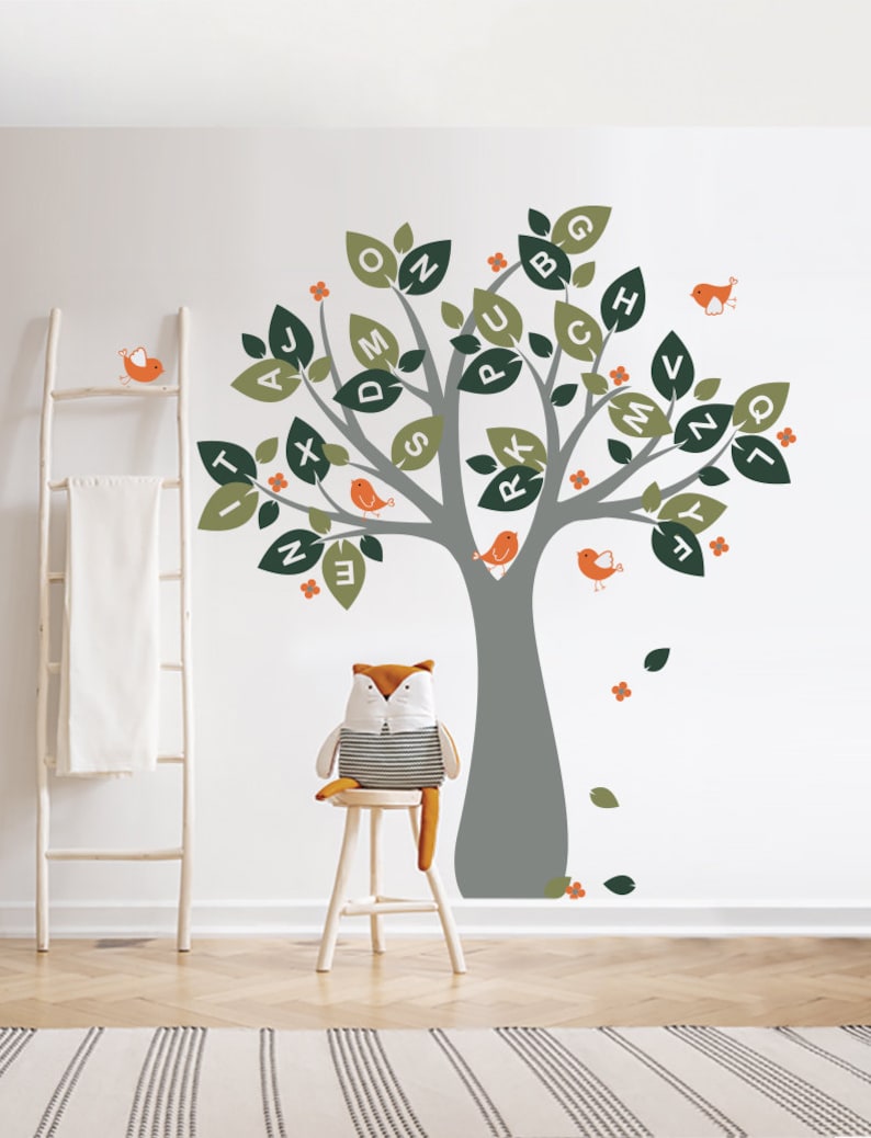 Educational Alphabet Tree Wall Decal – Removable Nursery Sticker for ...