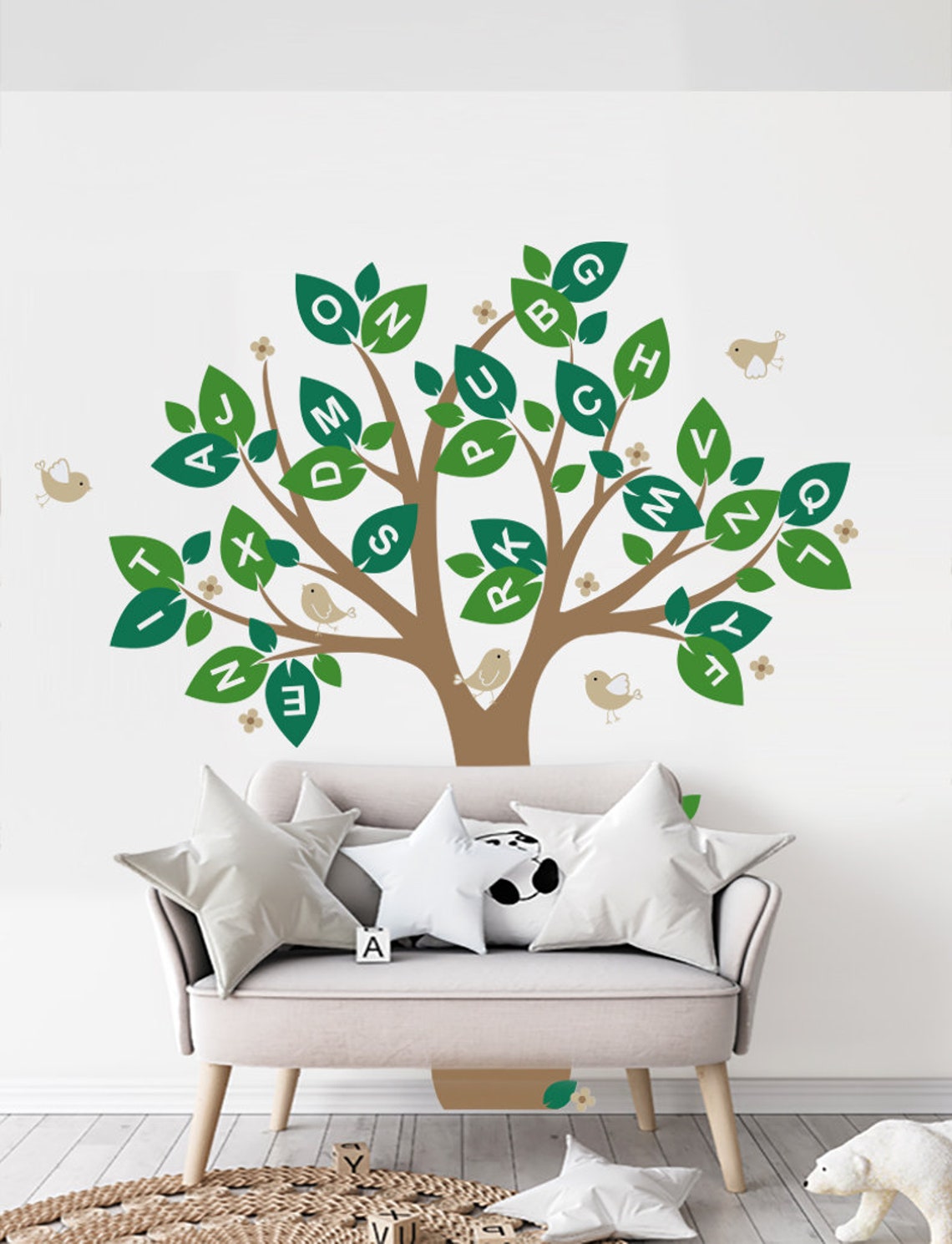 Educational Alphabet Tree Wall Decal – Removable Nursery Sticker for ...