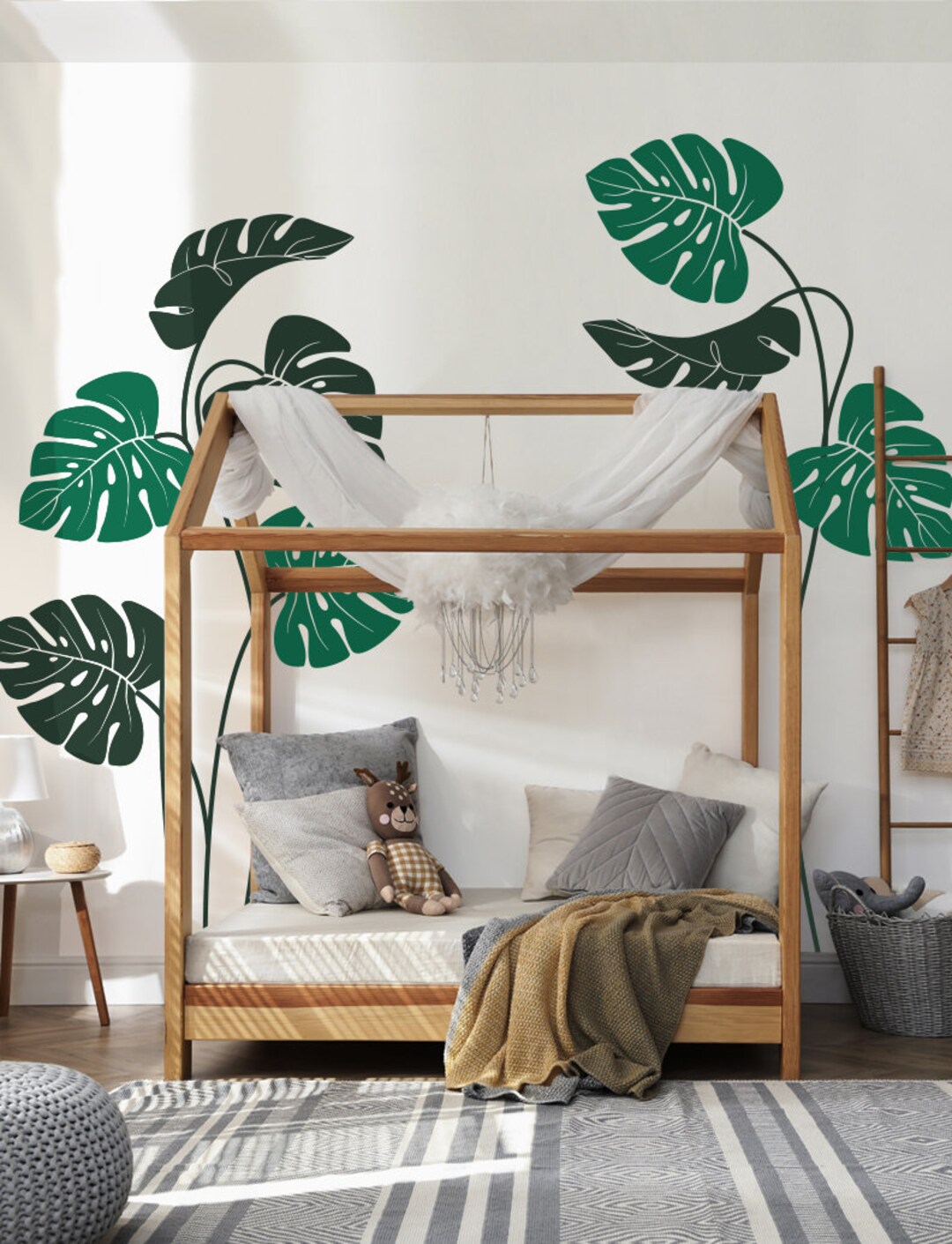 Tropical Jungle Leaves Wall Decal: Vibrant Botanical Mural for Nursery ...