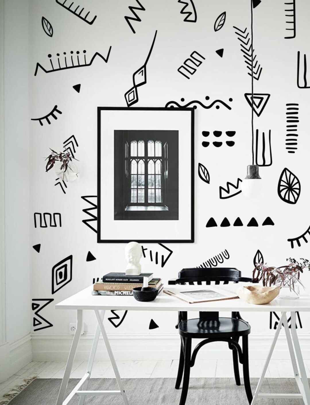 Abstract Line Wall Decals: Geometric Shapes, Set of 43 - Etsy