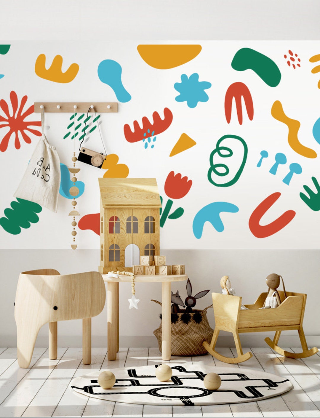 Colorful Abstract Shapes Wall Decal, Kids Room Decor, Wall Sticker ...