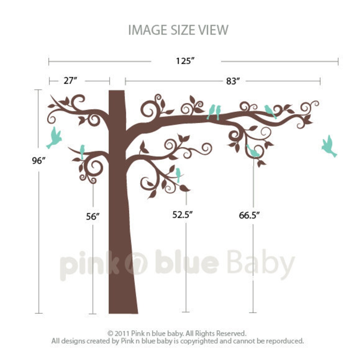 Big Giant Swirly Tree With Birds Nursery Baby Kids Wall - Etsy