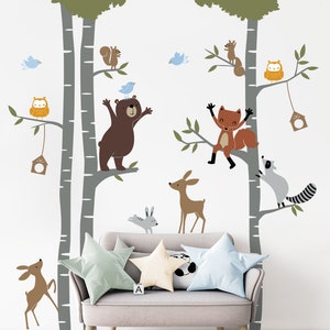 Forest Animals With Birch Trees No.3 Wall Decal - Etsy