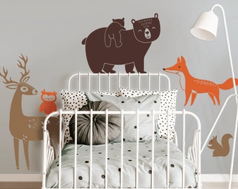 Forest Friends Tree Decal Set Kids Wall Decals, Baby Nursery Wall ...
