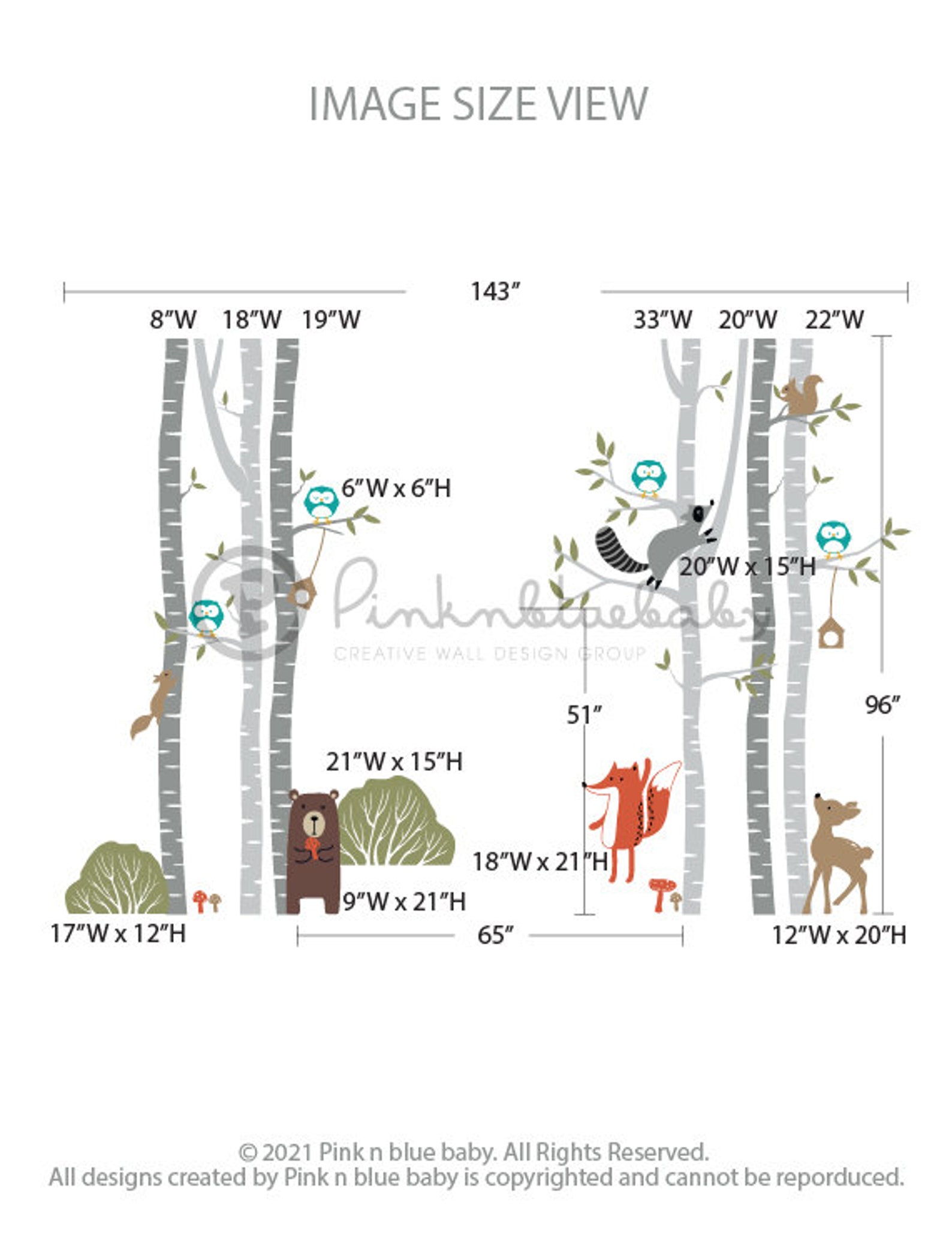 Forest Animals With Birch Trees Wall Decal - Etsy