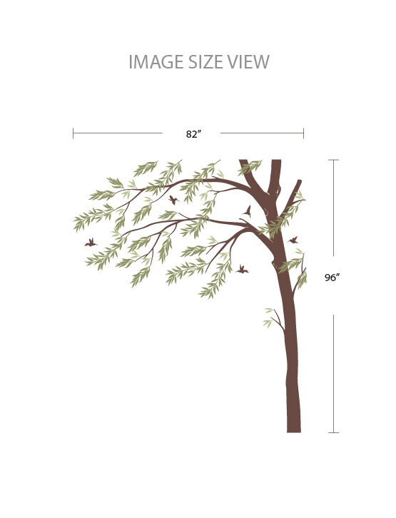 Weeping Willow Tree Wall Decal With Hummingbirds - Kid's Nursery Decor ...
