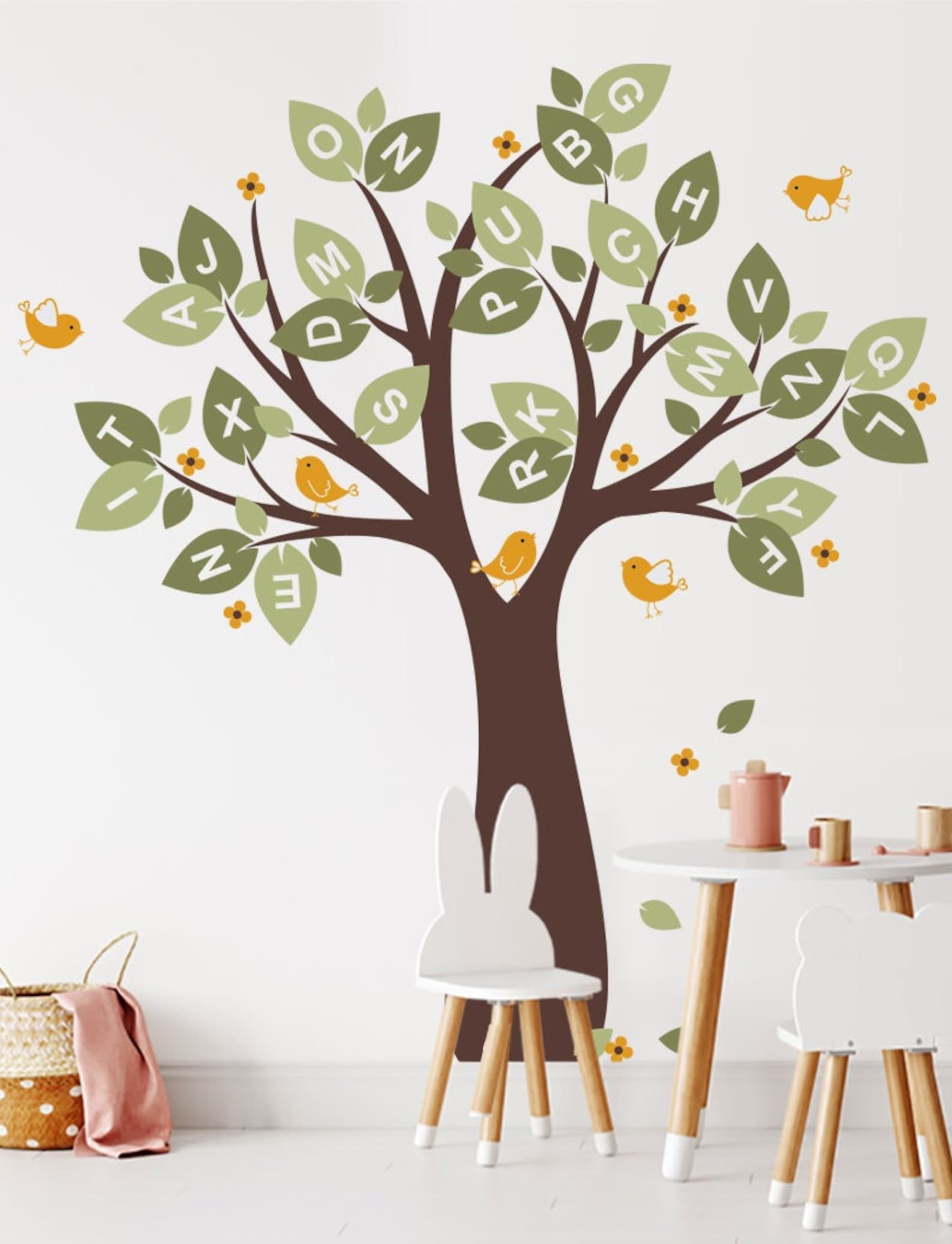 Educational Alphabet Tree Wall Decal – Removable Nursery Sticker for ...