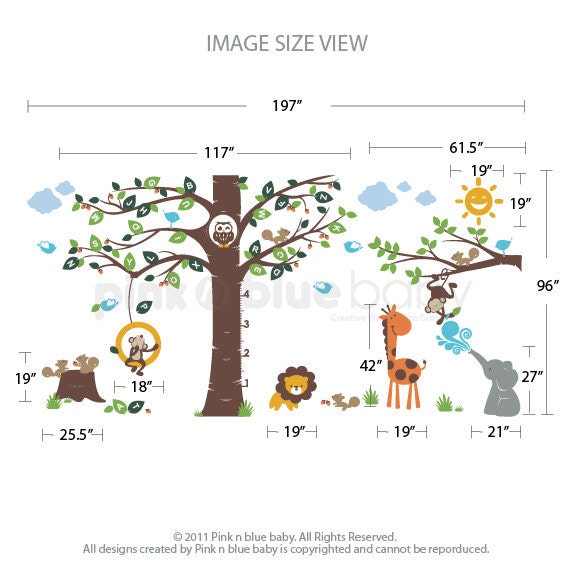 Playroom Wall Decal Playroom Growth Chart Alphabet Tree | Etsy