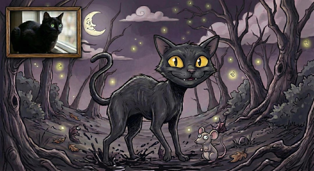 Custom Cute Gothic Style Cat Portrait | Addams & Burton Family Style ...