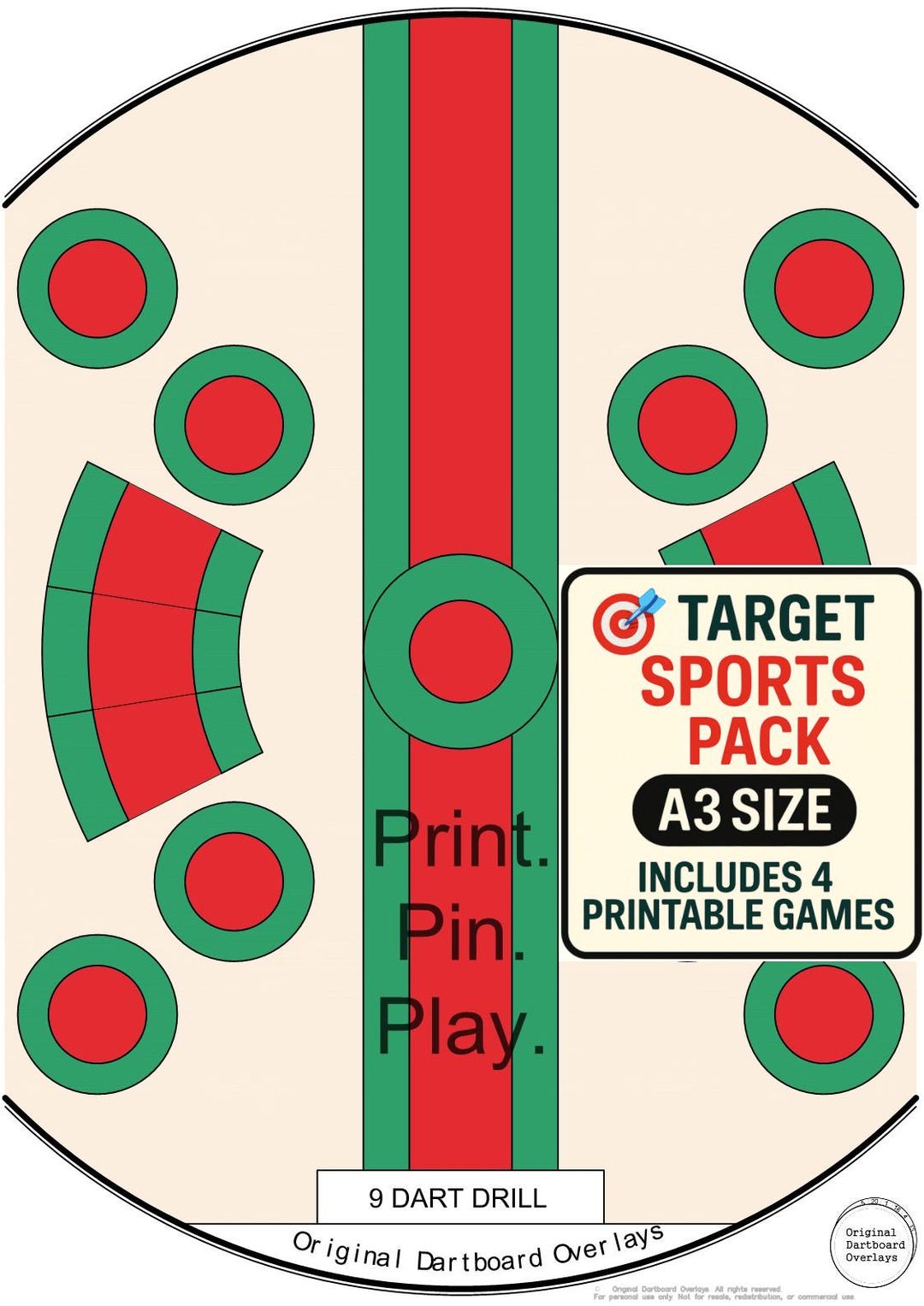 Printable Dartboard Games: Target Sports Pack (digital Download A3 Size ...
