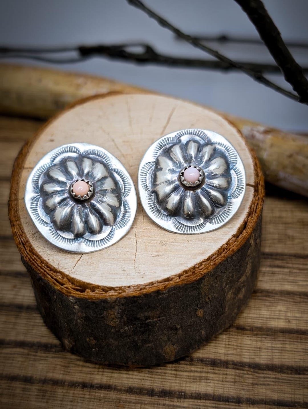 Navajo Sterling Silver Pink Conch Conchos by Joann Begay - Etsy