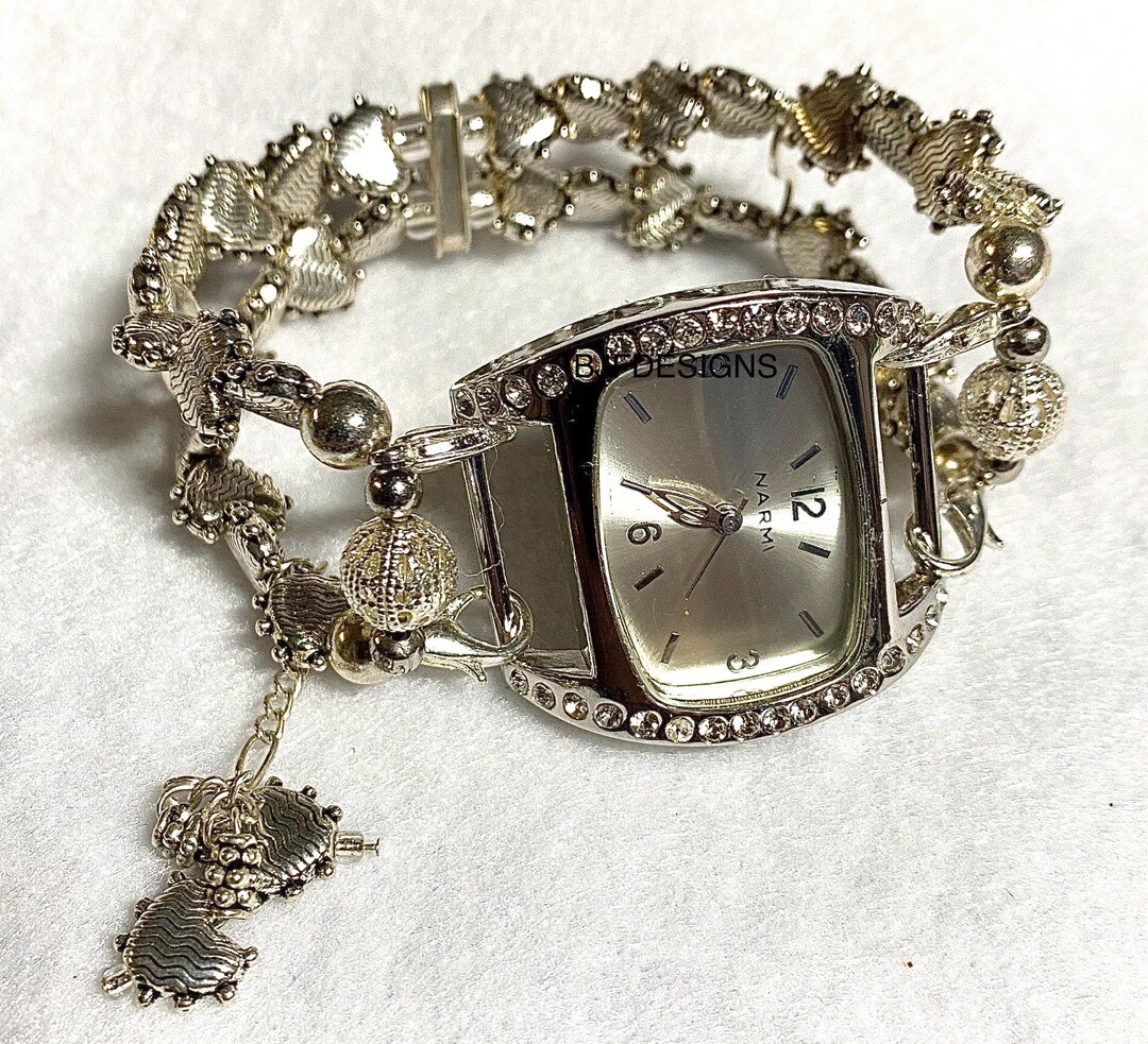 Heart Bead, Double Strand Watch With Tiny Metal Hearts, Delicate, for ...