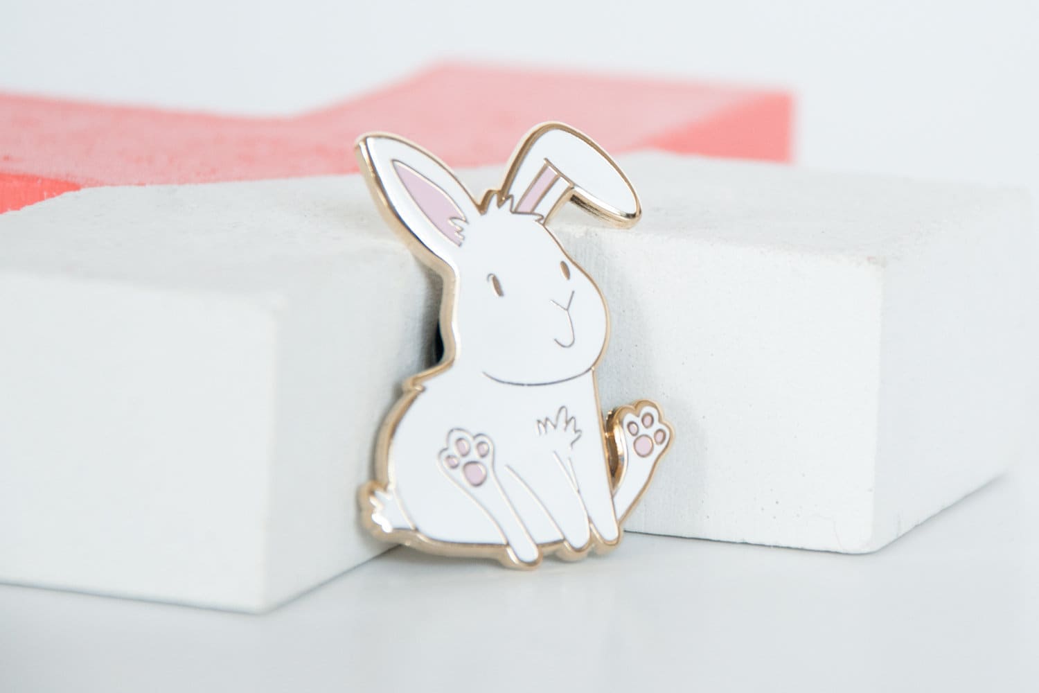 White Bunny Cloisonne Pin, Sitting Rabbit Lapel Pin, Bunny Pin, Baby ...