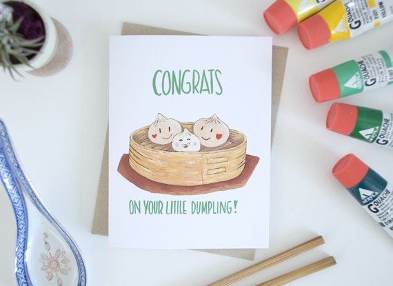 Dim Sum Newborn Dumpling Greeting Card Gifts for New Moms | Etsy