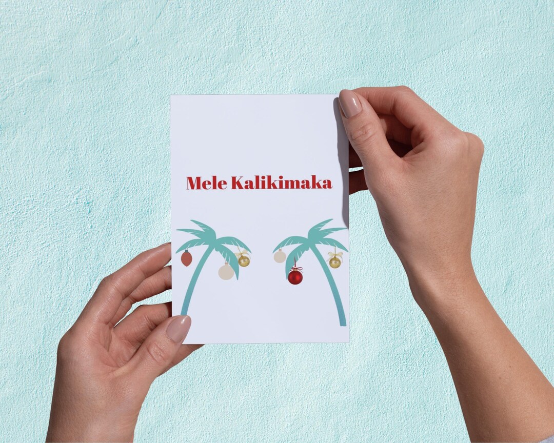 Printable Mele Kalikimaka Holiday Card With Turquoise Palm Tree ...