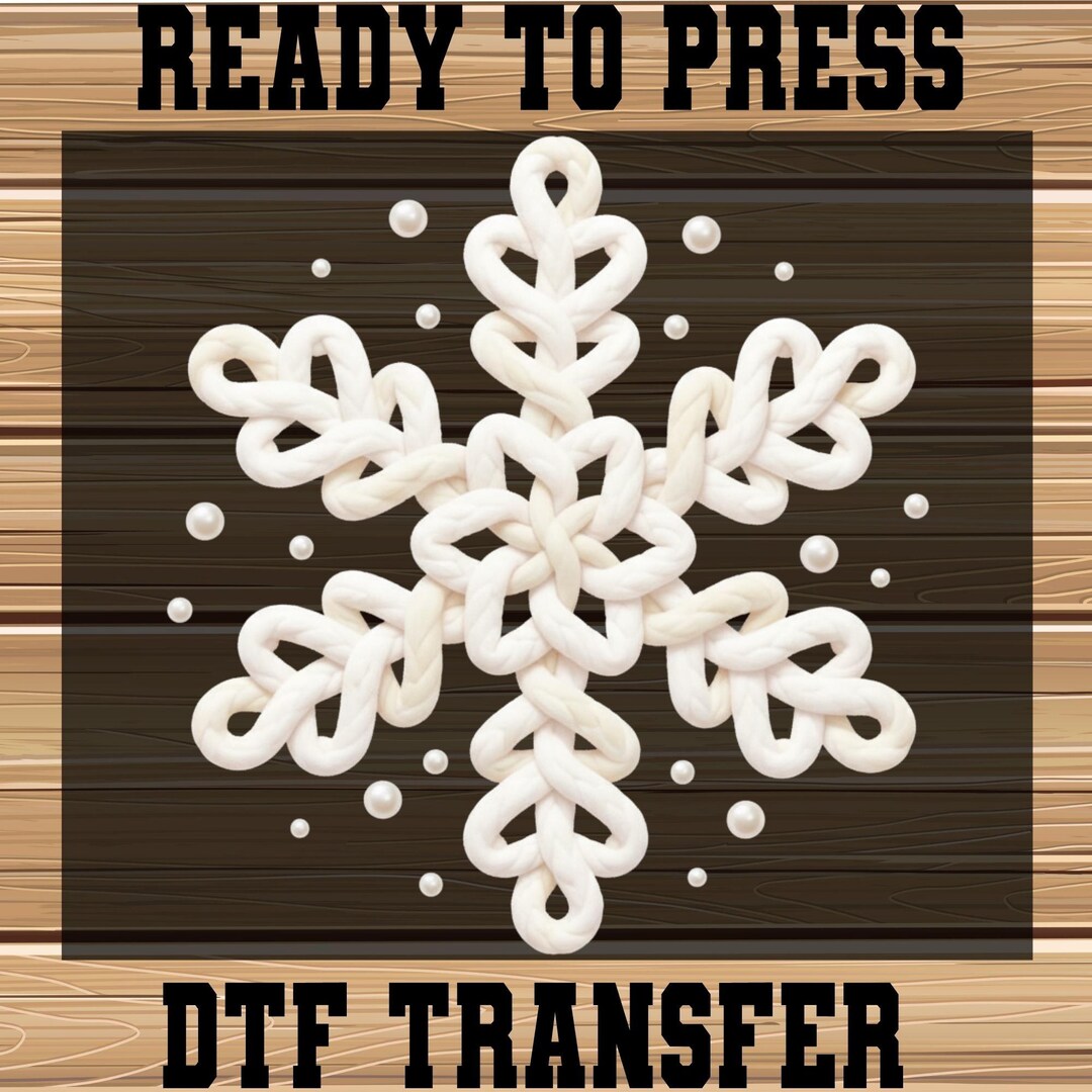 Chunky Yarn Snowflake Heat Transfer: Cream Knitted Design (DTF) - Etsy
