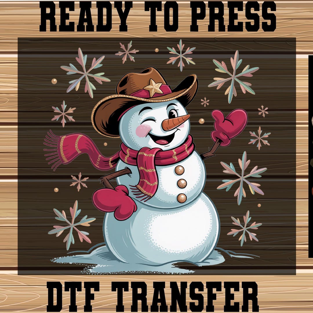 Cowboy Snowman Heat Transfer: Glitter Christmas DTF - Etsy