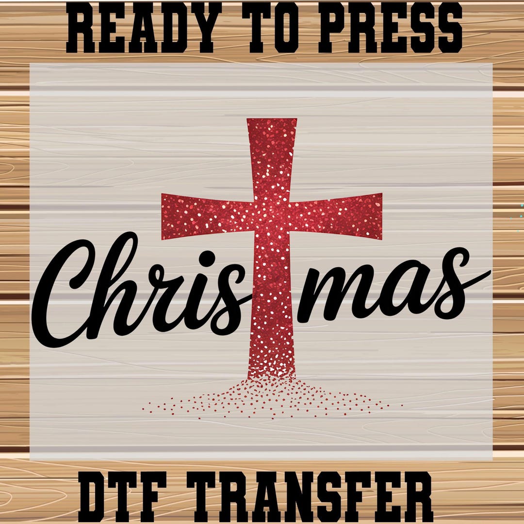 Christmas Cross DTF Transfer: Ready to Press, Christian Design - Etsy