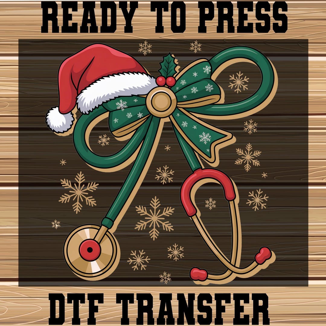 Nurse Christmas Stethoscope Bow Heat Transfer: Candy Cane Design - Etsy