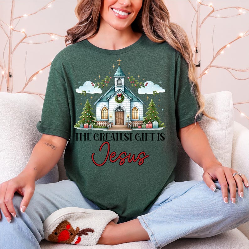 The Greatest Gift is Jesus Heat Transfer: Christian Christmas Church ...