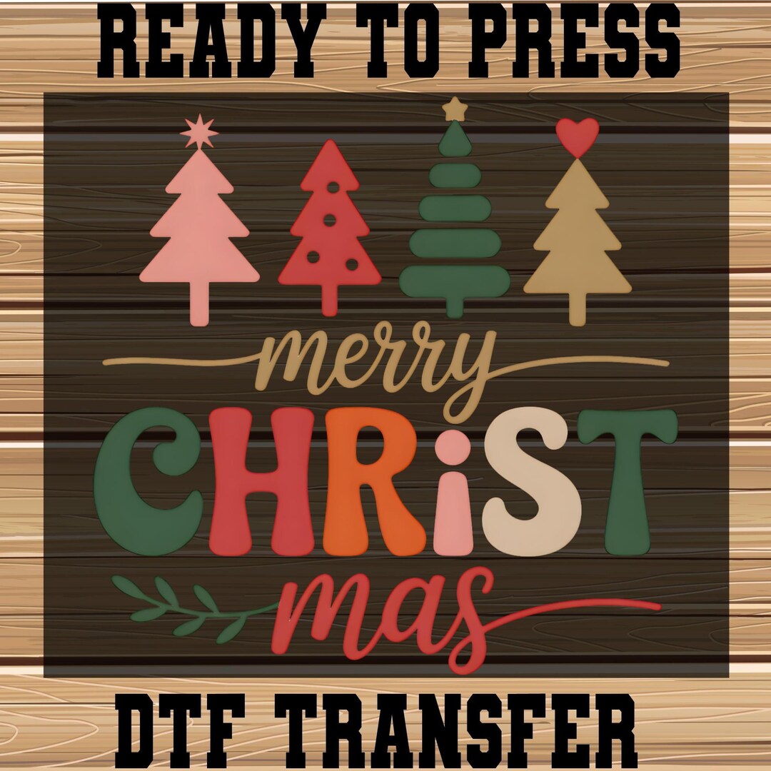 Christmas Trees DTF Transfer: Ready to Press, Colorful Stars - Etsy