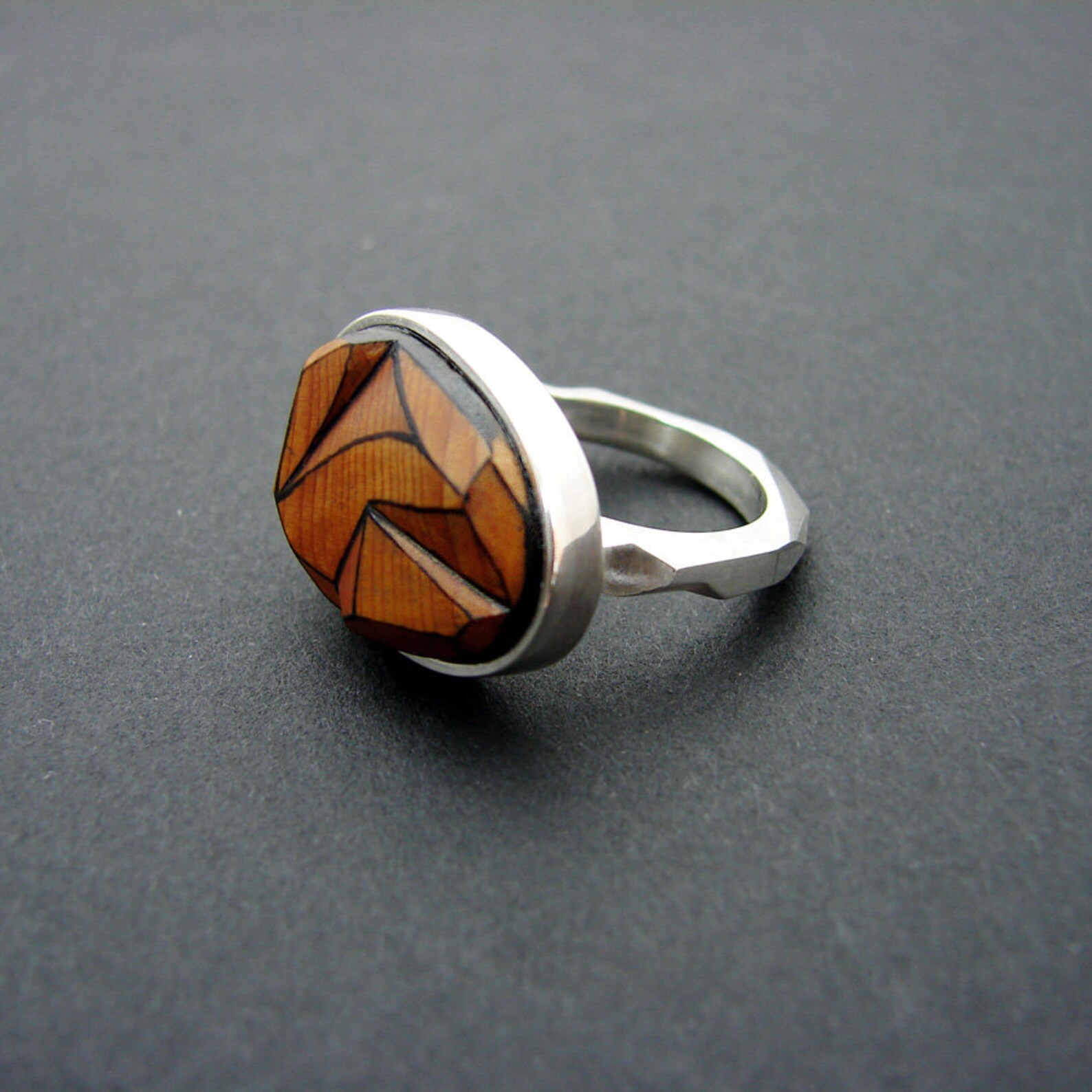Silver and Exotic Wood Rock Ring - Etsy
