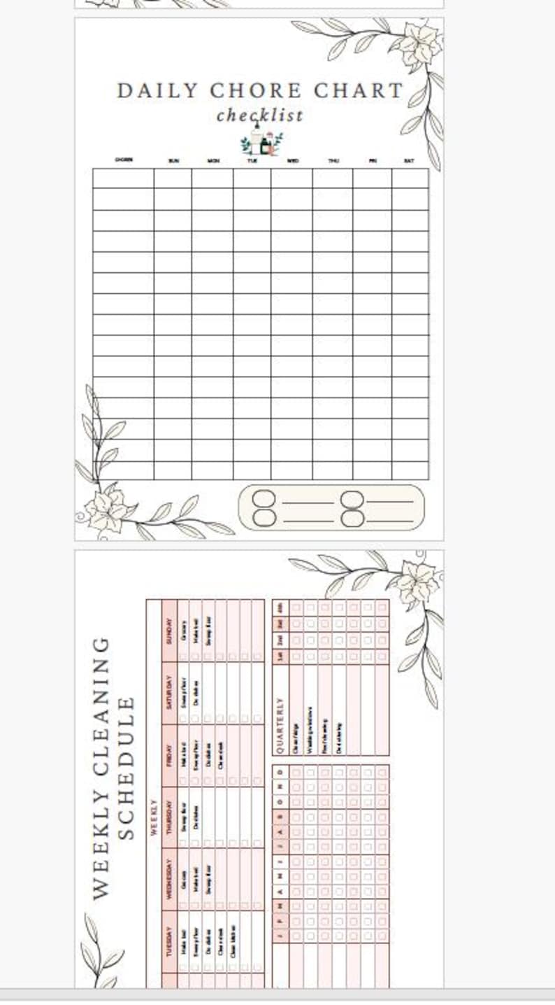 Editable Cleaning Schedule Checklist, Printable Daily, Weekly, Monthly ...