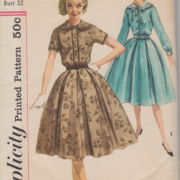 Bust 34-1960's Misses' One-piece Dress, Unlined Coat and Housecoat ...