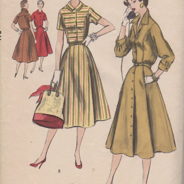 Bust 34-1960's Misses' One-piece Dress, Unlined Coat and Housecoat ...