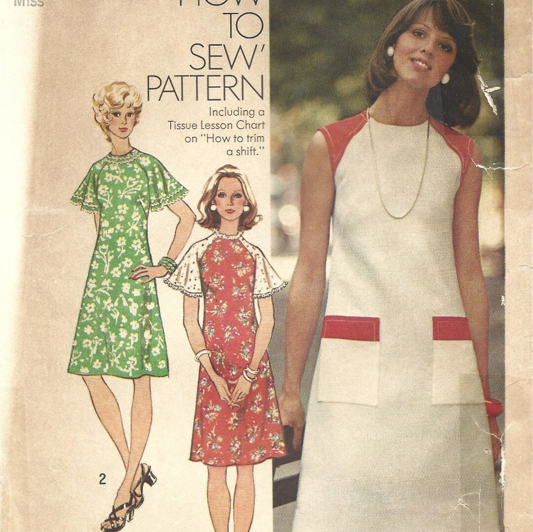 Bust 42 - 1974 Misses' 'how to Sew' Simplicity Dress Pattern 6215 Size ...