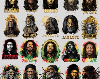 Bob Marley Reggae Art Bundle – 30 Designs | One Love & Jah Love | Gold ...