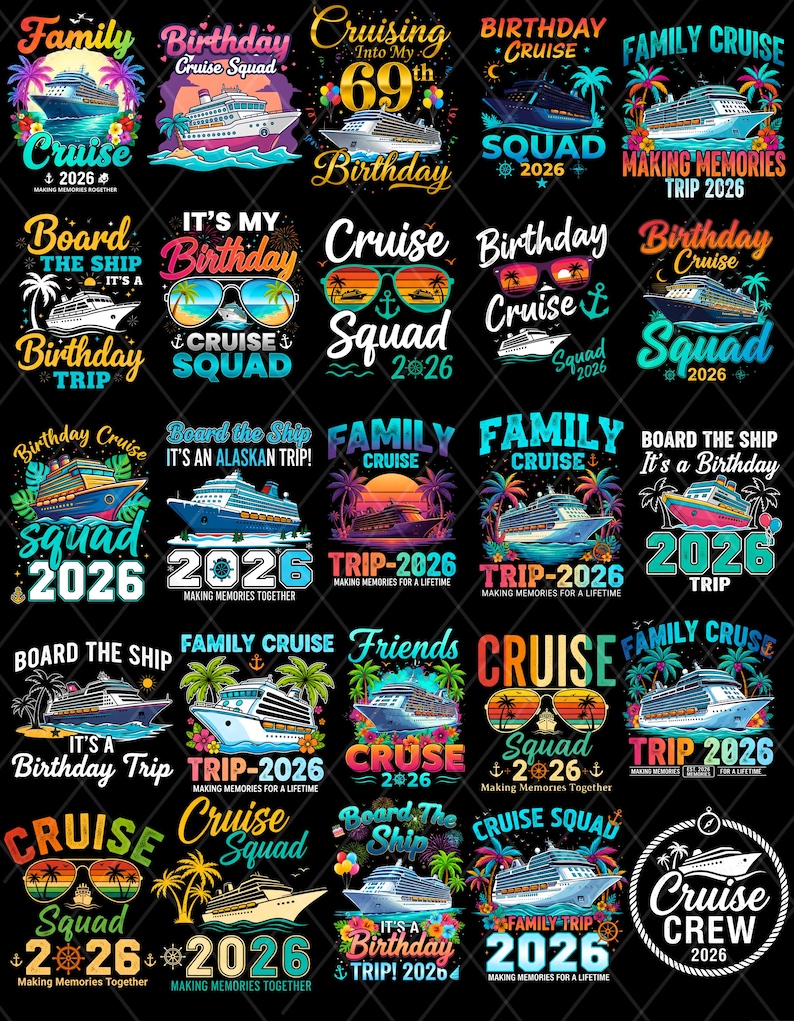 Cruise SVG PNG Bundle 2026 | Family Cruise Trip, Cruise Squad, Birthday ...