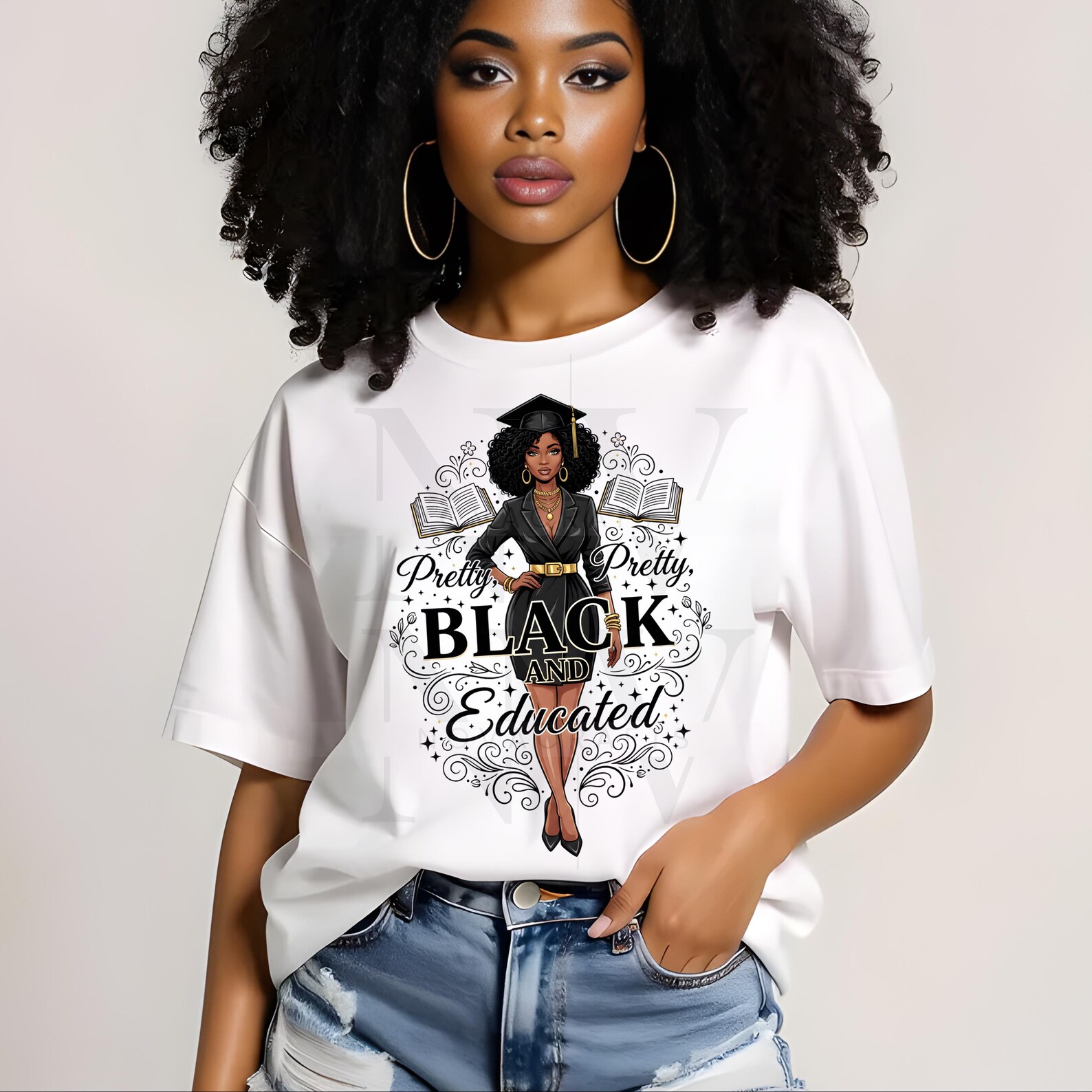 Pretty Black and Educated PNG , Black Girl Graduation PNG , Afro Queen ...