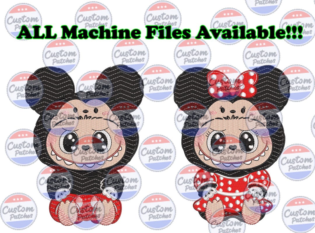 Labubu Mickey and Minnie-inspired Embroidery Bundle – Digital Download ...